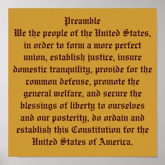 Preamble of the Constitution. Poster | Zazzle