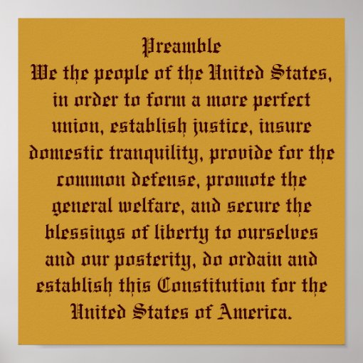 Preamble of the Constitution. Poster | Zazzle