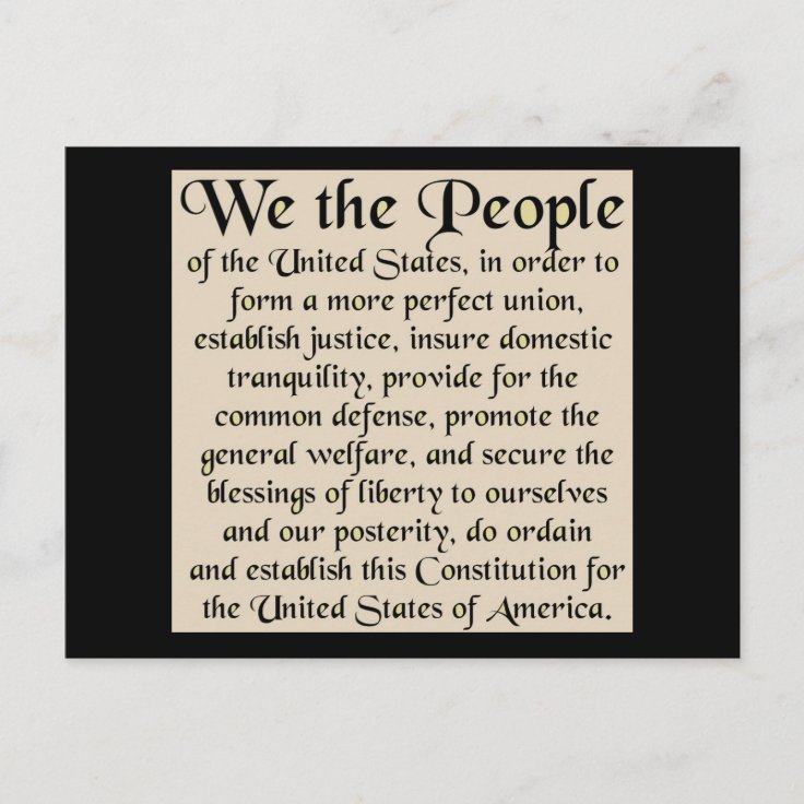 Preamble to The Constitution of the United States Postcard | Zazzle