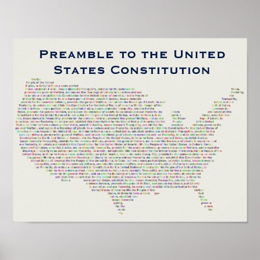 Preamble to the United States Constitution Poster | Zazzle