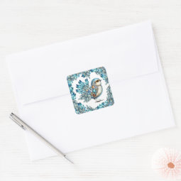 Precious Bling Birds Theme Invitation Square Sticker | Zazzle