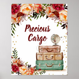 Precious Cargo Sign Travel Bridal Shower Poster | Zazzle