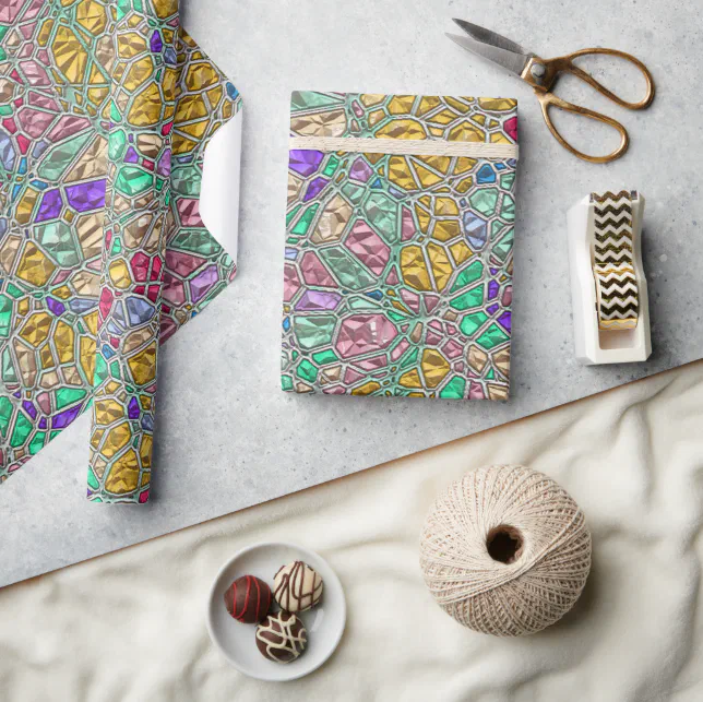 Precious Gemstone Mosaic - Pretty & Colorful Wrapping Paper | Zazzle