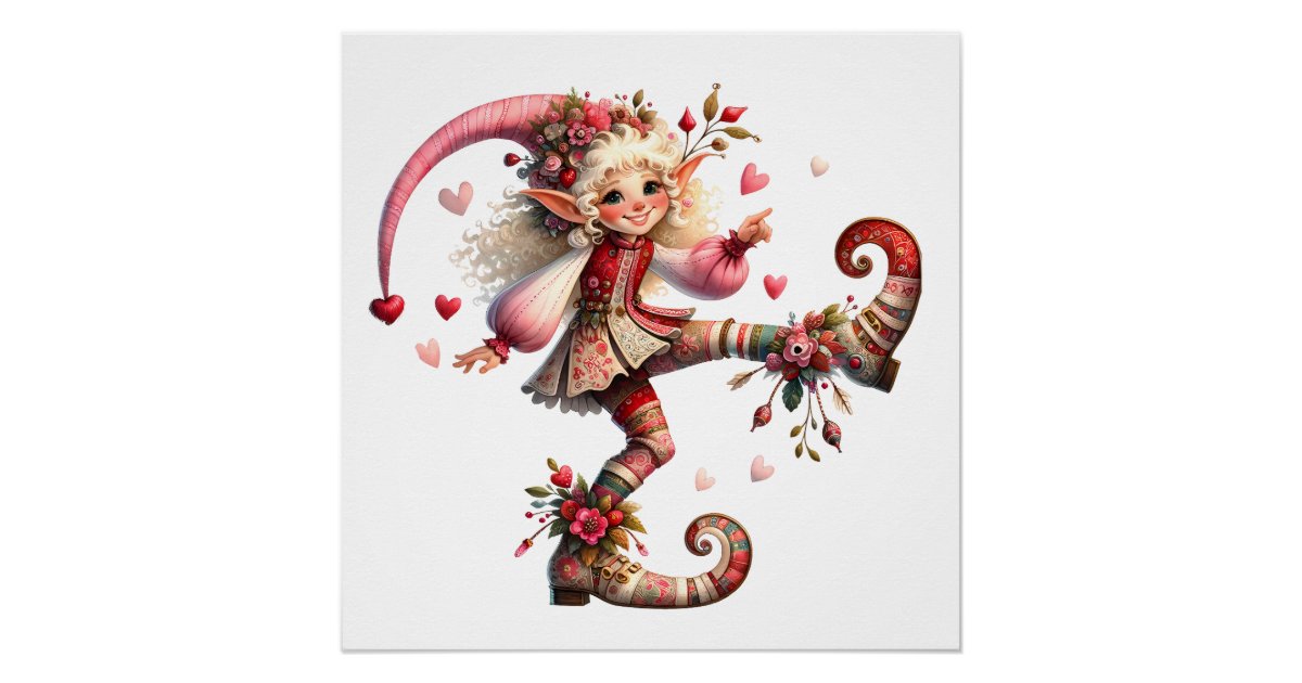 Precious Love - Valentine Elf Characters Theme Poster | Zazzle