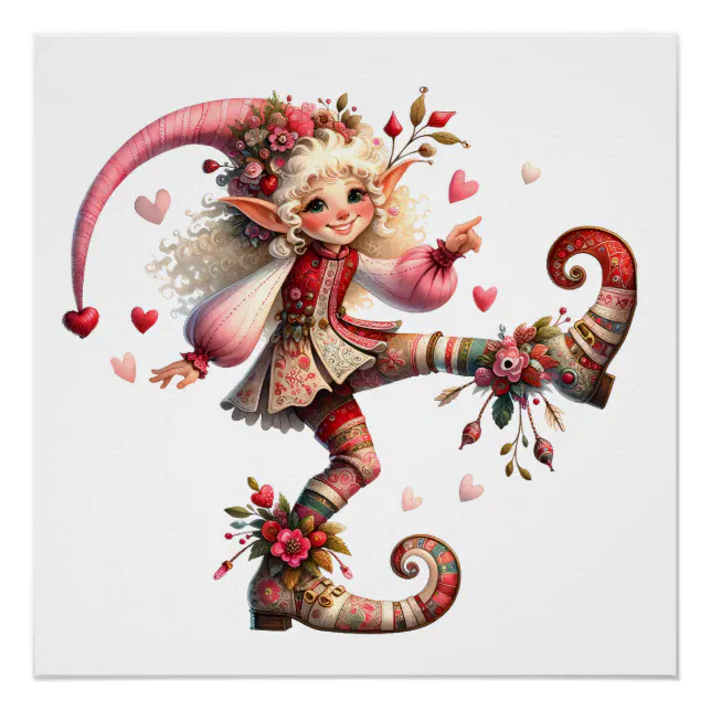 Precious Love - Valentine Elf Characters Theme Poster | Zazzle