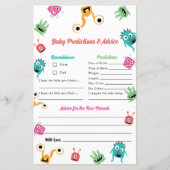 Predictions Advice Little Monster Baby Shower Game | Zazzle
