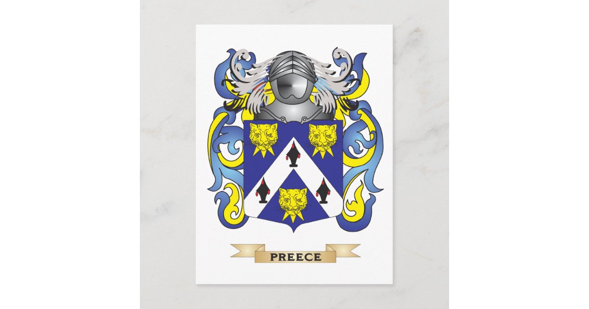 Preece Coat of Arms (Family Crest) Postcard | Zazzle