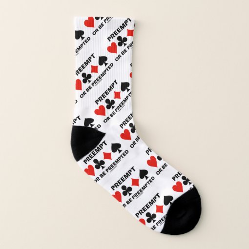 Preempt Or Be Preempted Bridge Humor 4 Card Suits Socks | Zazzle