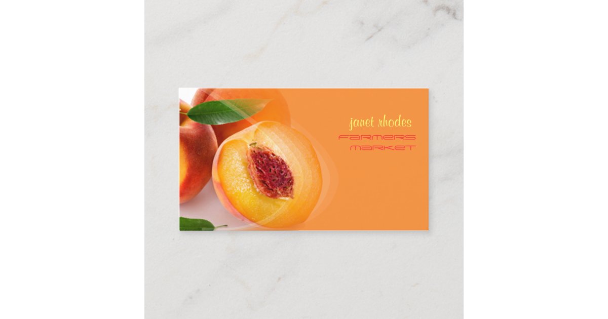 Prefectly fresh peaches business card | Zazzle