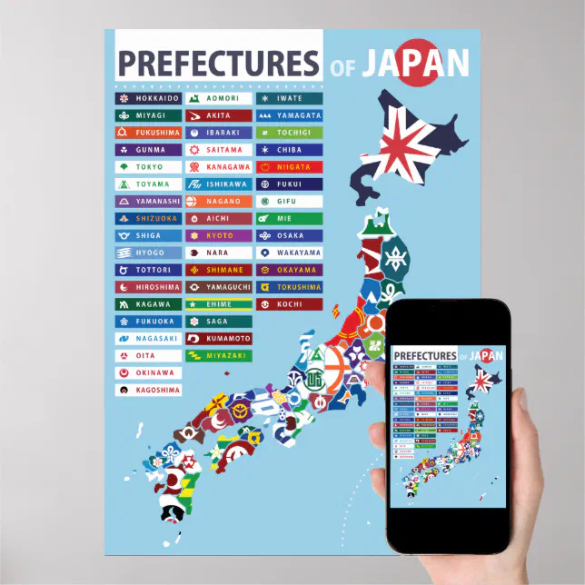Prefecture Flag Map of Japan Poster | Zazzle