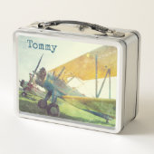 Preflight Antique Airplane Biplanes Custom Metal Lunch Box | Zazzle