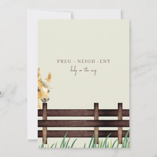 Preg-neigh-ent Horse It's a Boy Baby Shower Invitation | Zazzle