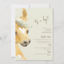 Preg-neigh-ent Horse It's a Boy Baby Shower Invitation | Zazzle