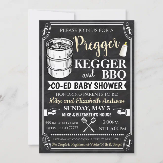 Pregger Kegger and BBQ Baby Shower Invitation | Zazzle