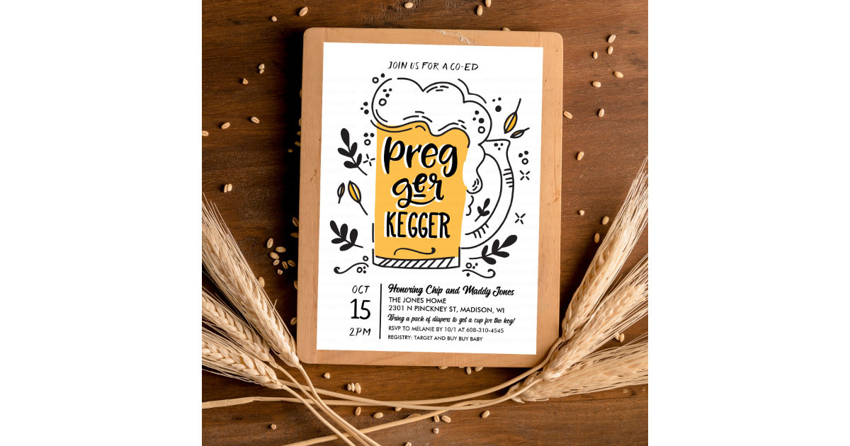 Pregger Kegger Beer Baby Shower Invitation | Zazzle