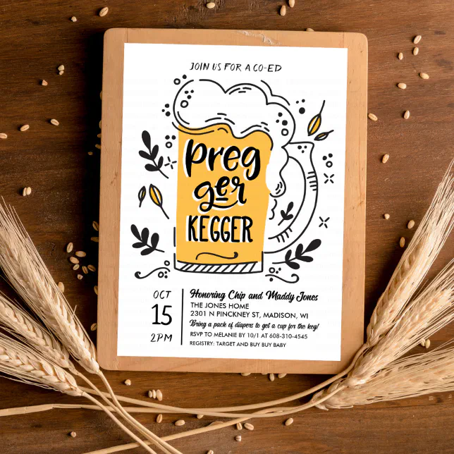 Pregger Kegger Beer Baby Shower Invitation | Zazzle