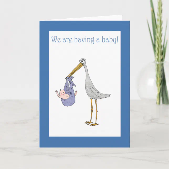 Pregnancy announcement, stork and baby announcement | Zazzle