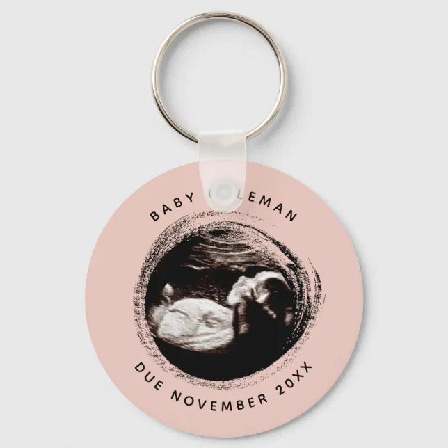 Pregnancy Baby Girl Sonogram Ultrasound Photo Pink Keychain | Zazzle