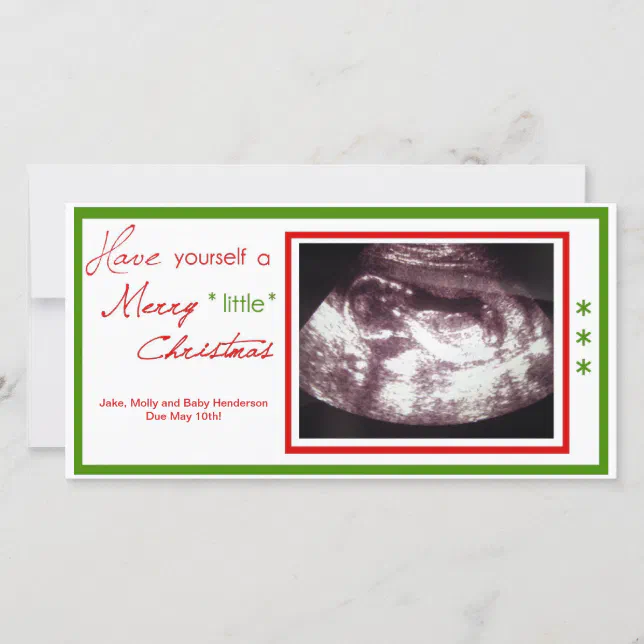 Pregnancy Christmas Card- Ultrasound Photo Holiday Card | Zazzle