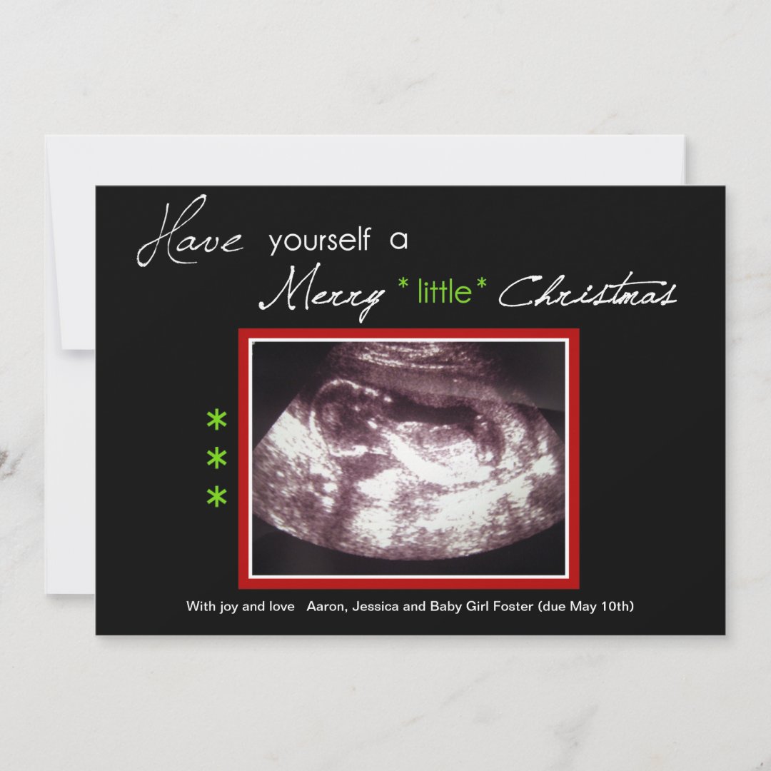 Pregnancy Christmas Card- Ultrasound Photo Invitation | Zazzle