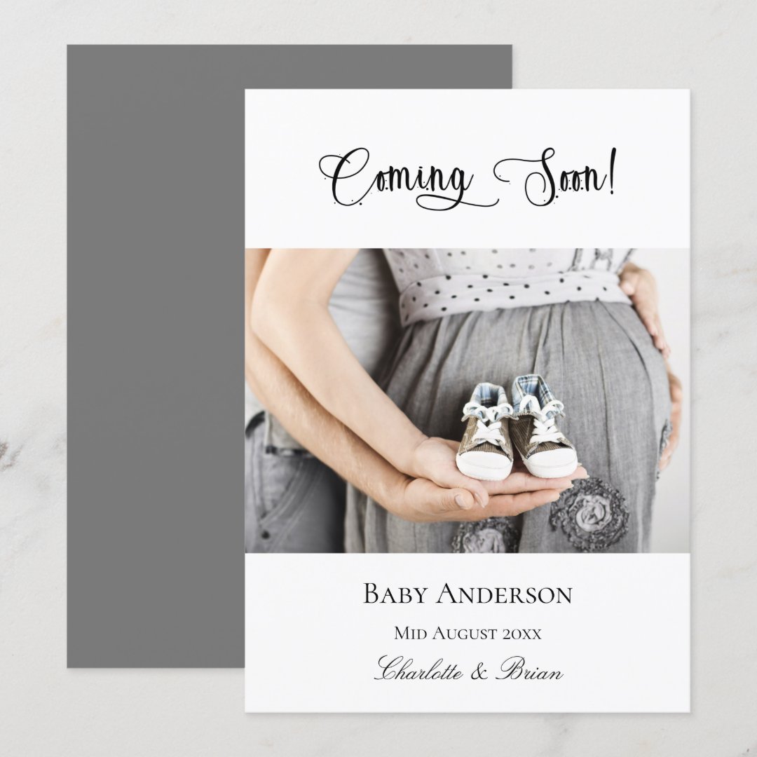 Pregnancy coming soon pregnant baby photo announcement | Zazzle
