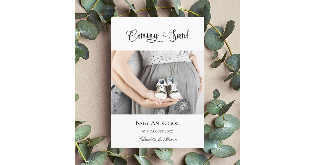 Pregnancy coming soon pregnant baby photo announcement | Zazzle
