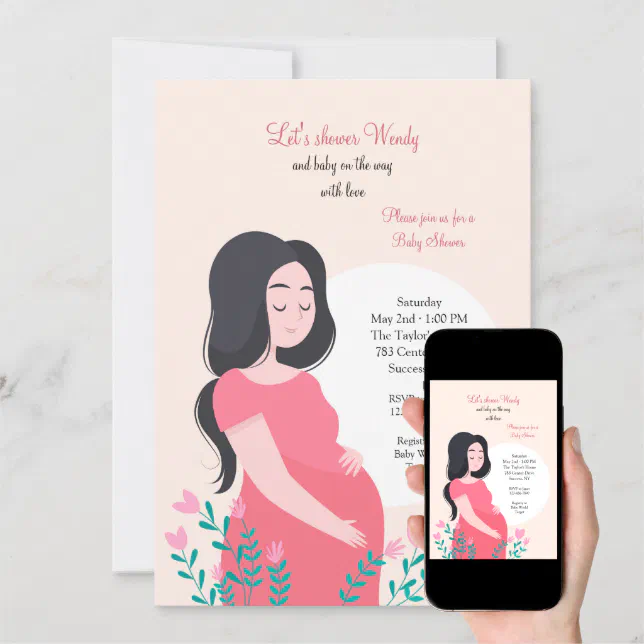 Pregnant Woman Baby Shower Invitation | Zazzle