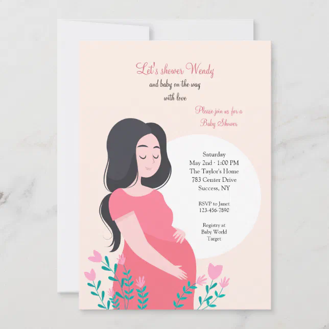 Pregnant Woman Baby Shower Invitation | Zazzle