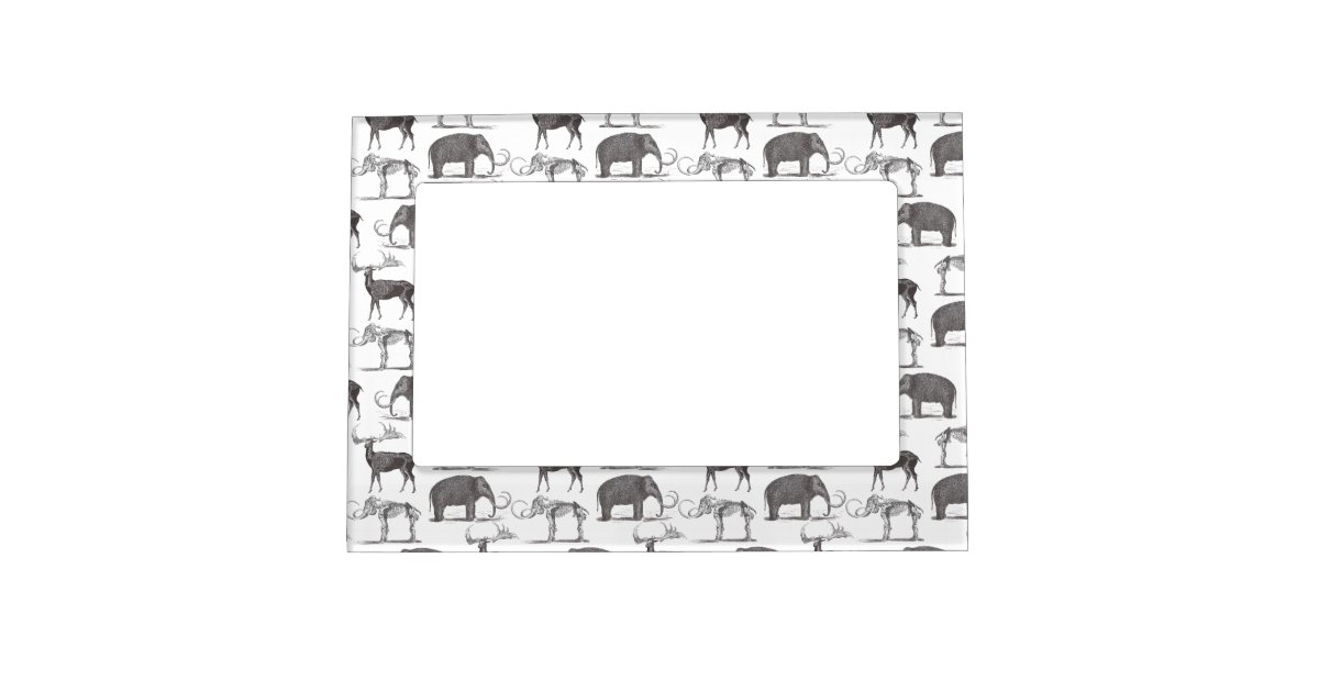 Prehistoric Animals - Woolly Mammoth and Megaceros Magnetic Frame | Zazzle