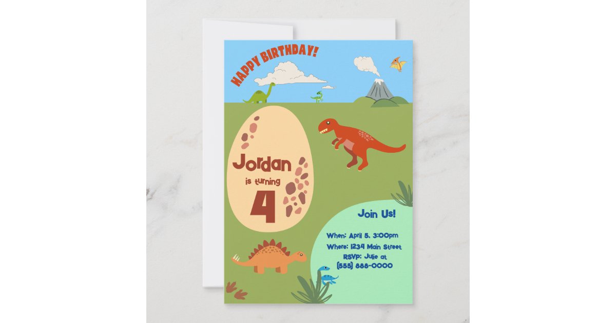 Prehistoric Dinosaur Birthday Invitation | Zazzle
