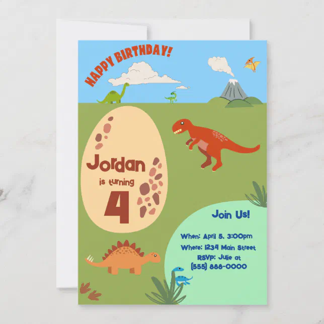 Prehistoric Dinosaur Birthday Invitation | Zazzle