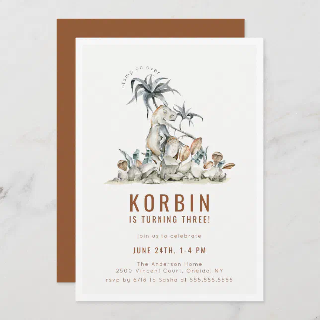 Prehistoric Dinosaur Theme Birthday Party Invitati Invitation | Zazzle