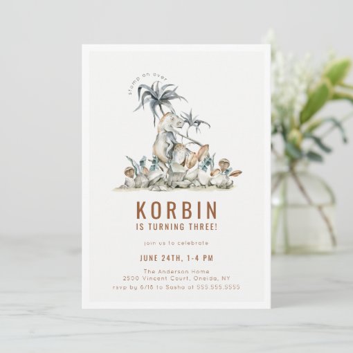 Prehistoric Dinosaur Theme Birthday Party Invitati Invitation | Zazzle