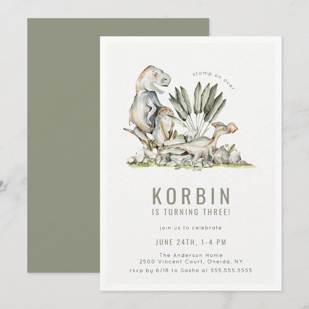 Prehistoric Dinosaur Theme Birthday Party Invitation | Zazzle