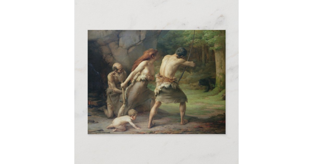 Prehistoric Man Hunting Bears, 1832 Postcard | Zazzle