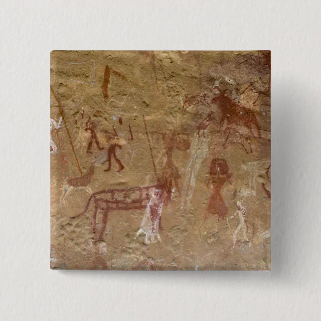 Prehistoric rock paintings, Akakus, Sahara Button | Zazzle
