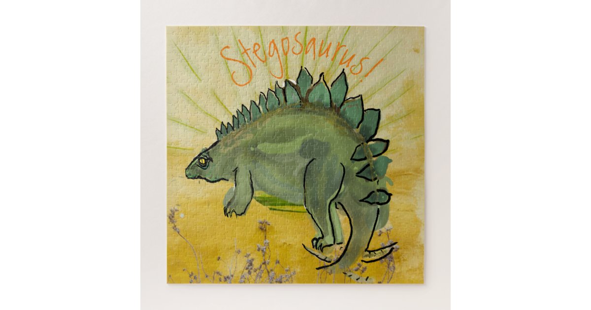 Prehistoric Stegosaurus Dinosaur Comic Jigsaw Puzzle | Zazzle