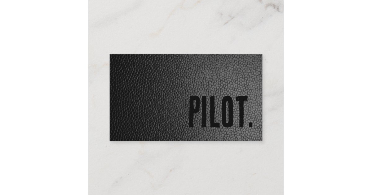 Premier Black Faux Leather Pilot Business Card | Zazzle