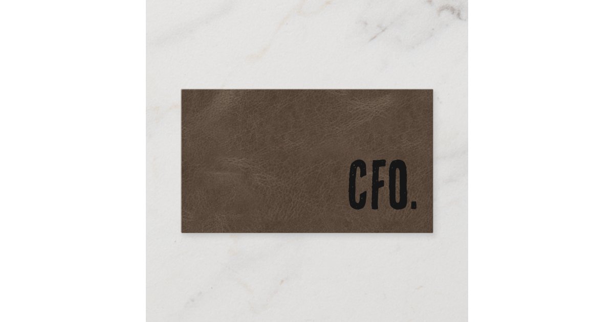 Premier Brown Faux Leather CFO Business Card | Zazzle