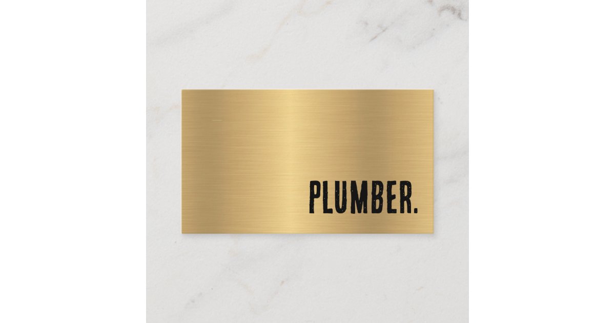 Premier Faux Gold Metallic Plumber Business Card | Zazzle