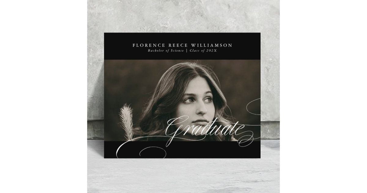 Premium Black Calligraphy Photo College Graduation | Zazzle