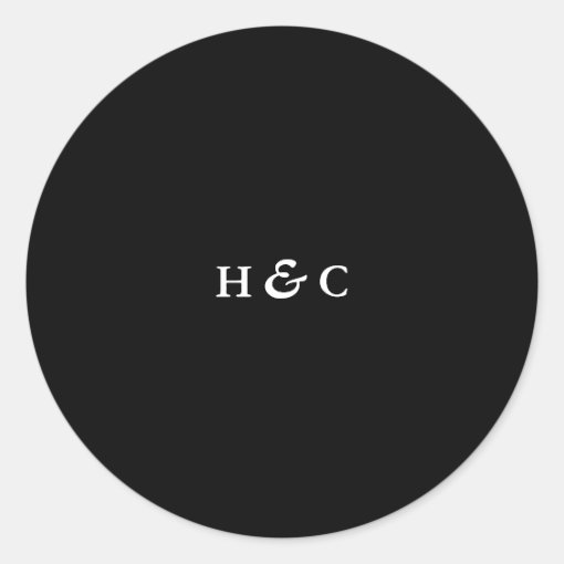 Premium Black Simple Plain Modern Wedding Classic Round Sticker | Zazzle