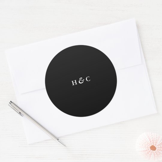 Premium Black Simple Plain Modern Wedding Classic Round Sticker ...