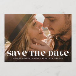 Premium Bold Modern QR CODE Text Two Photo Save The Date | Zazzle