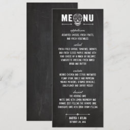 Premium Chalkboard sugar skull menu card 4 x 9.25" | Zazzle