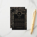 Premium Elegant Black Gold Monogram Wreath Wedding Enclosure Card | Zazzle