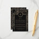 Premium Elegant Black Gold Monogram Wreath Wedding Enclosure Card | Zazzle