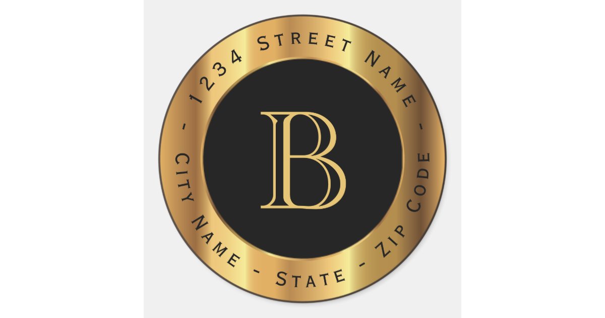 Premium Gold Monogram Return Address Label | Zazzle