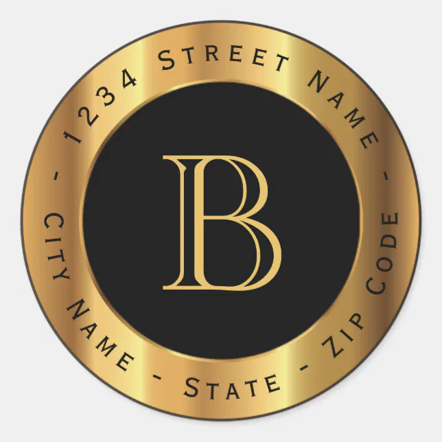 Premium Gold Monogram Return Address Label | Zazzle