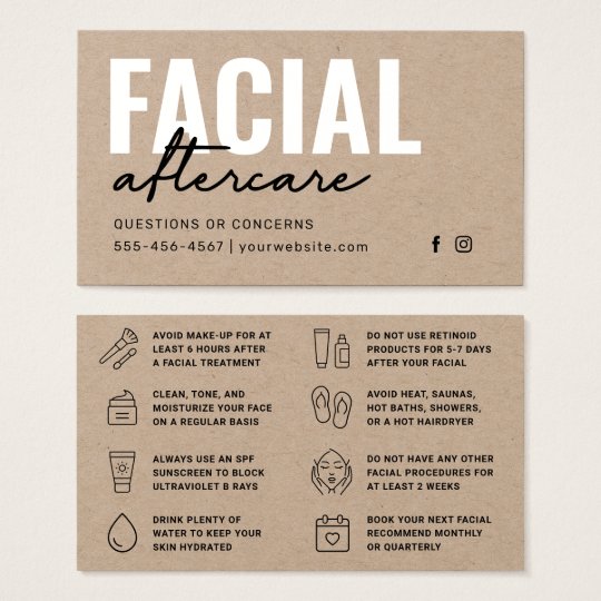 Premium Kraft Facial Aftercare Instructions Card | Zazzle.com